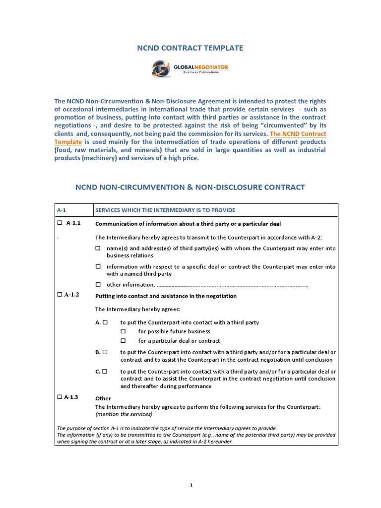 NCND Contract Template Sample | PDF | Arbitration | Non Disclosure ...