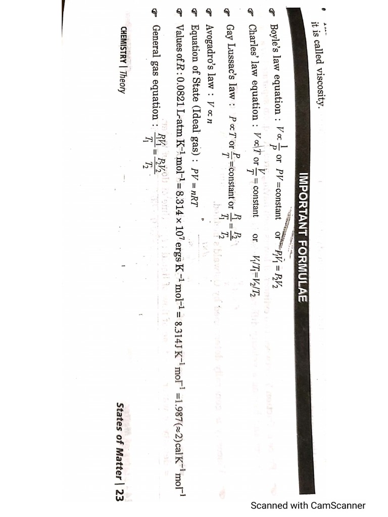States of Matter Formulas | PDF