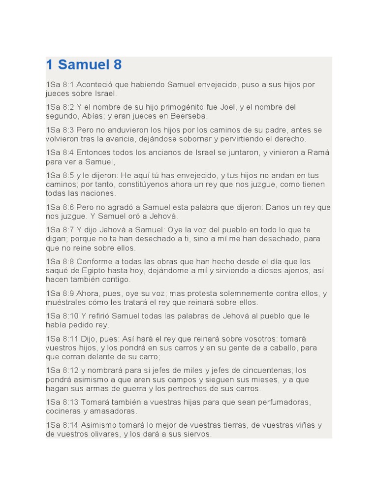 Israel pide un rey | PDF | Contenido bíblico | Biblia