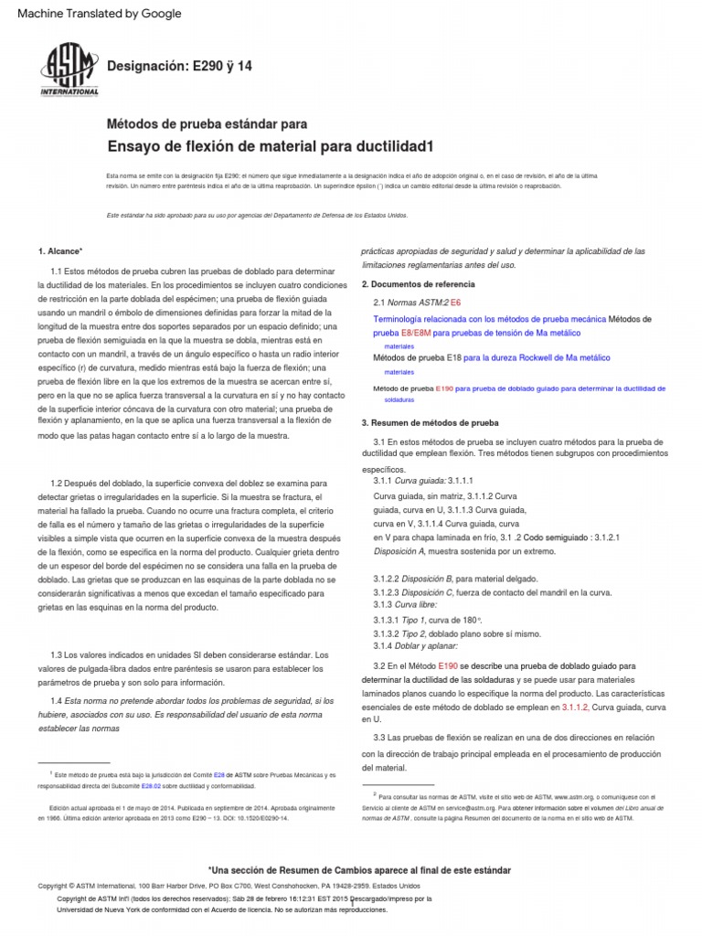 ASTM E290 14-Test Methods For Bend Testing of Material For Ductility ...