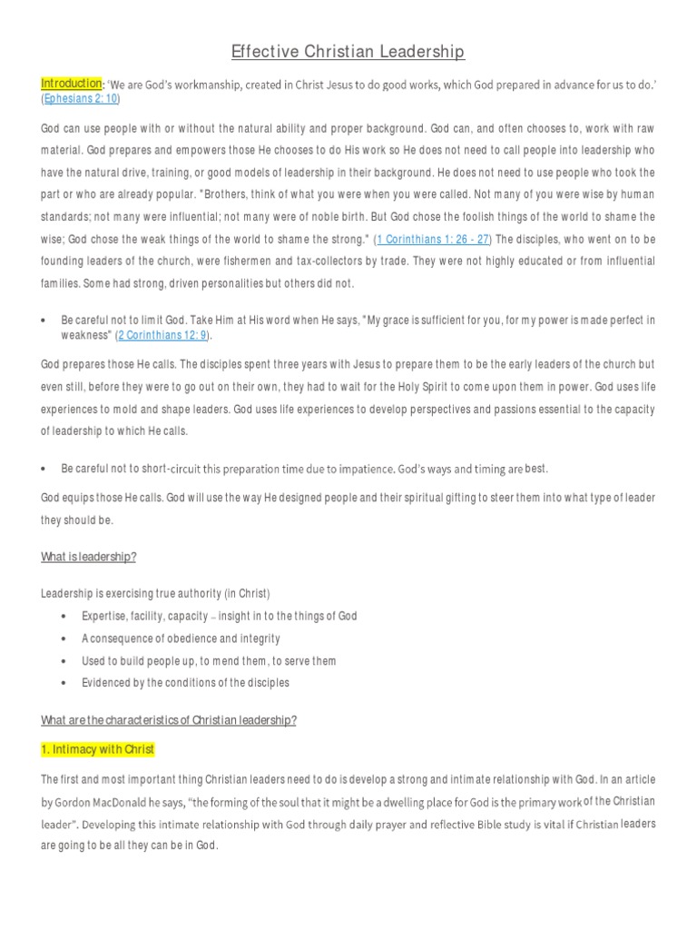 Christian Leadership Essentials | PDF | Jesus | Acts Of The Apostles