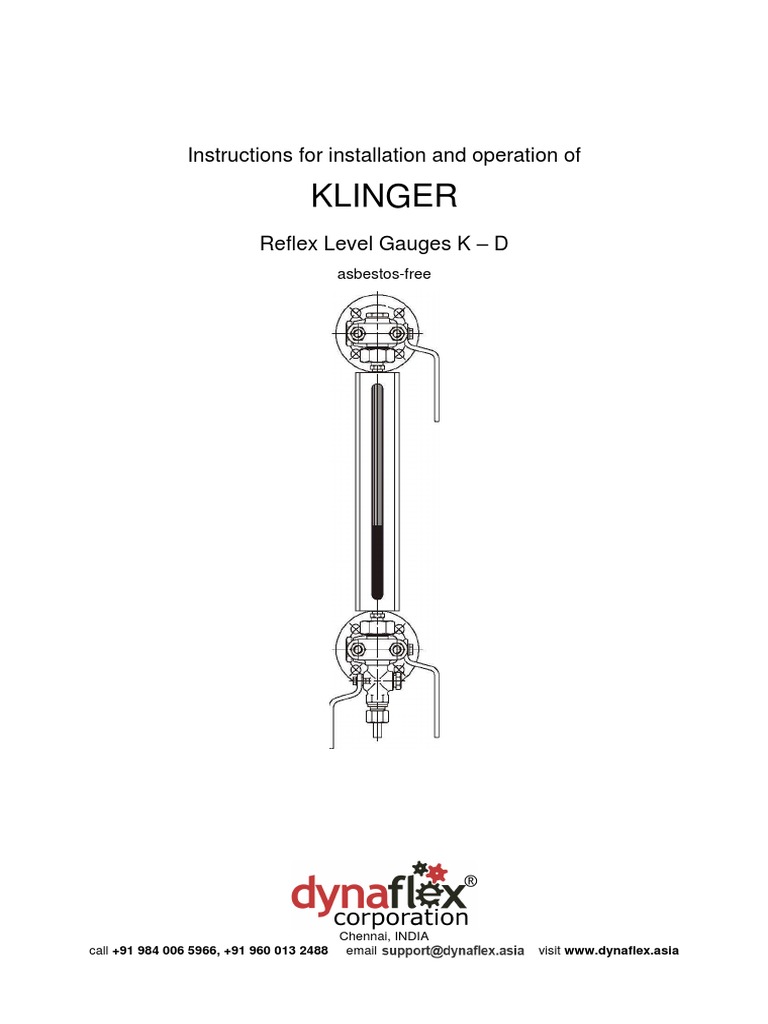 Installation Operation Klinger Reflex Level Gauges | PDF | Nut ...