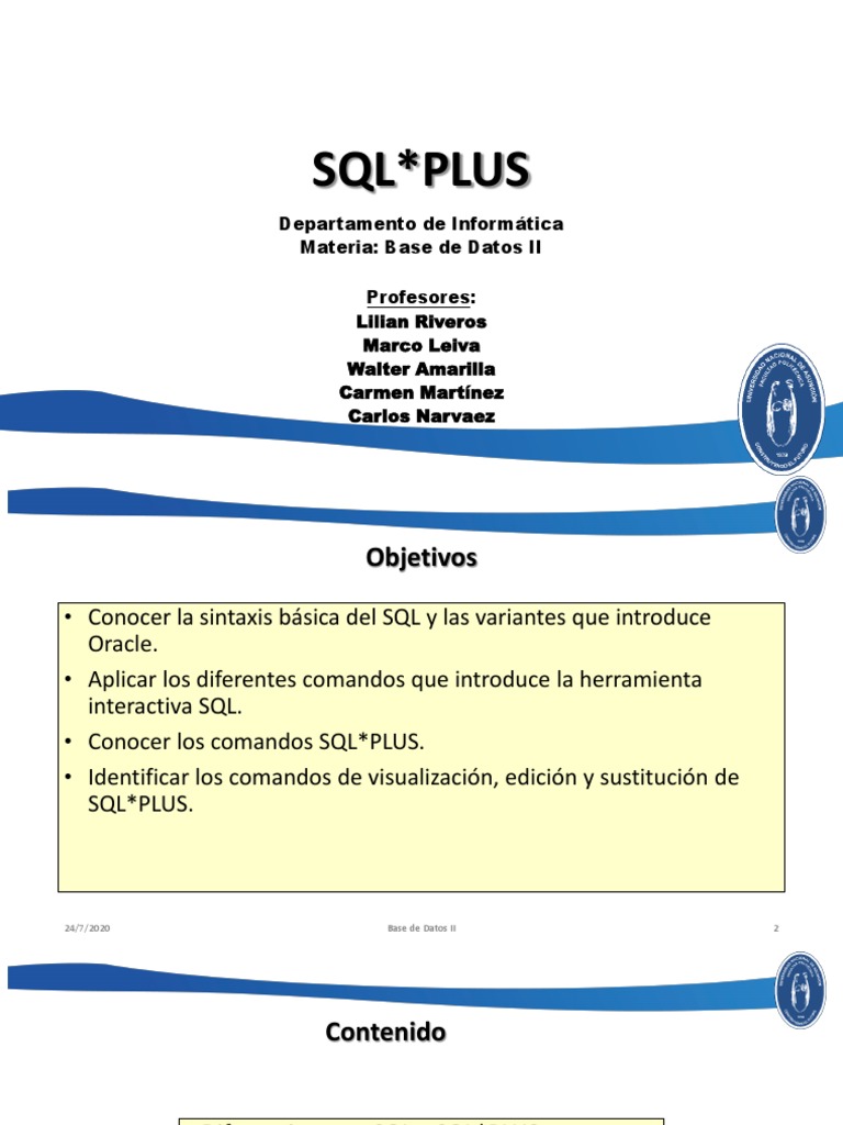 BDII 03 SQL Plus | PDF | SQL | Bases de datos