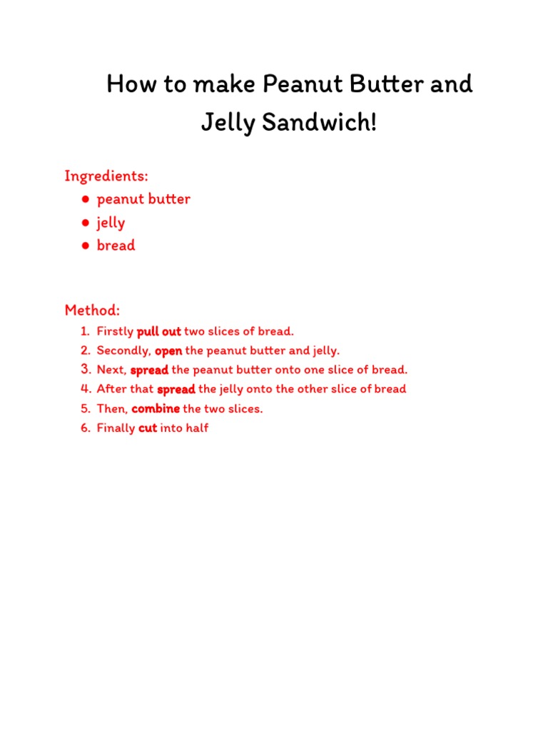 How To Make Peanut Butter and Jelly Sandwich | PDF