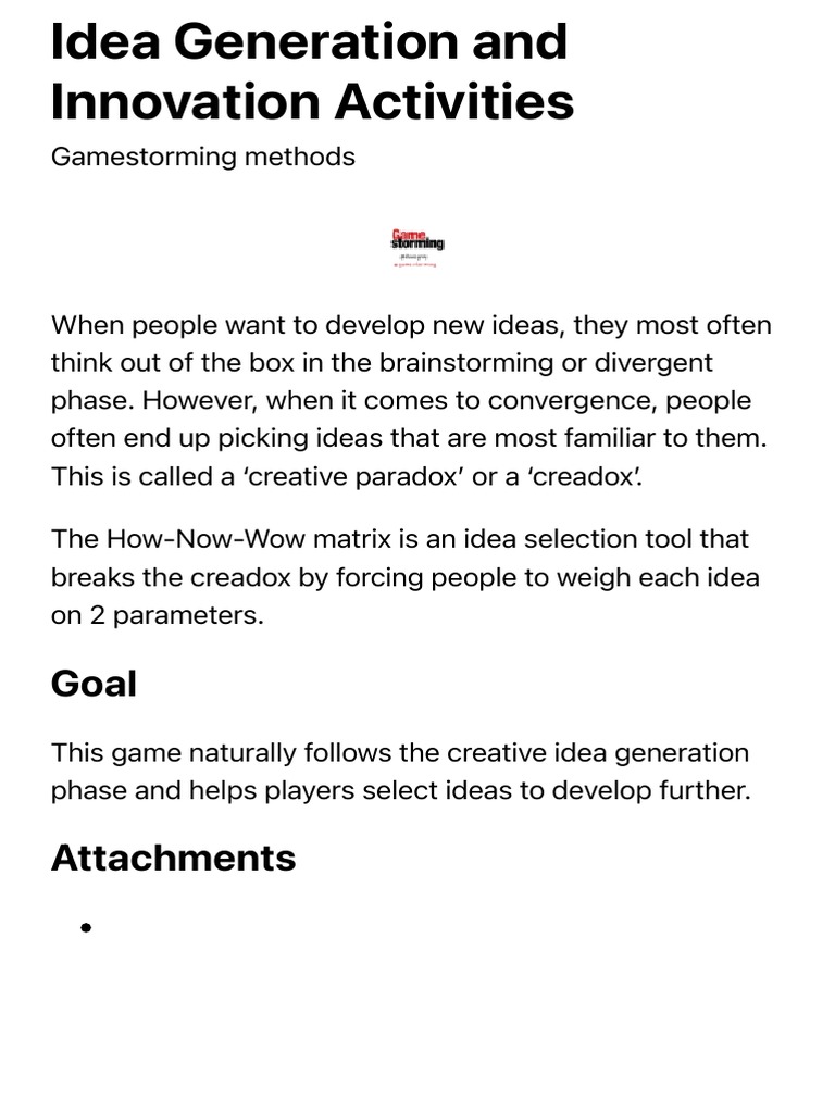 Innovation - How-Now-Wow Matrix - SessionLab | PDF | Cognition