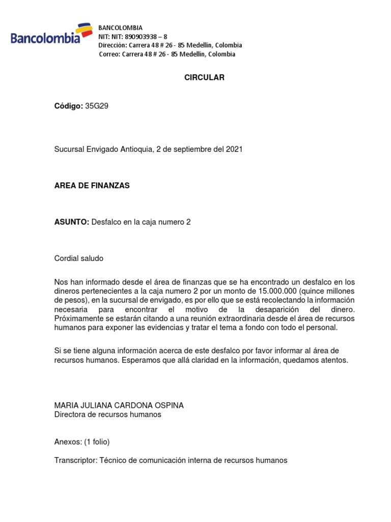 Circular Bancolombia | PDF | Finanzas y dinero | Derecho