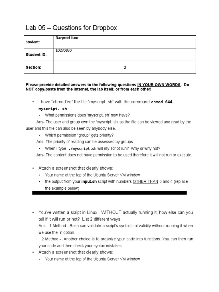 Lab 05 - Dropbox Questions | PDF | Computer Science | System Software