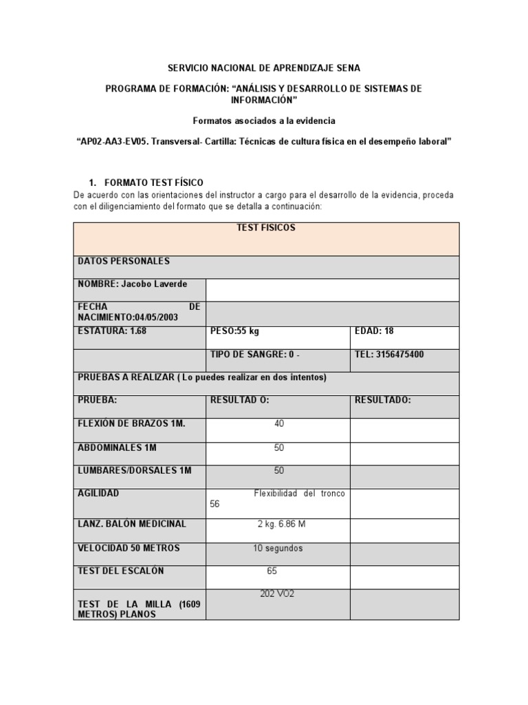 Ficha Antropometrica | PDF