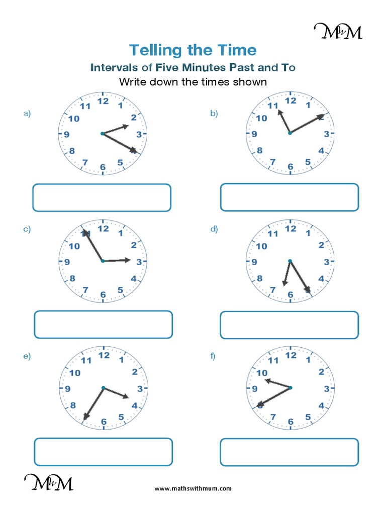 Telling The Time Intervals of Five Minutes Past and To | PDF