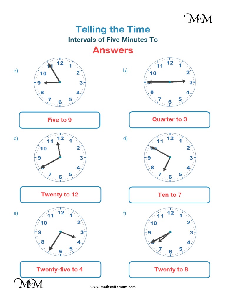 Time Intervals: 25 Minutes to 9 | PDF