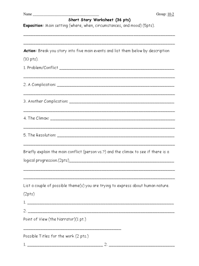 Short Story Planning Sheet and Character Questionnaire | PDF | Narration
