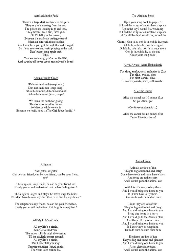 Camp Songs and Lyrics Collection | PDF | Molly Malone