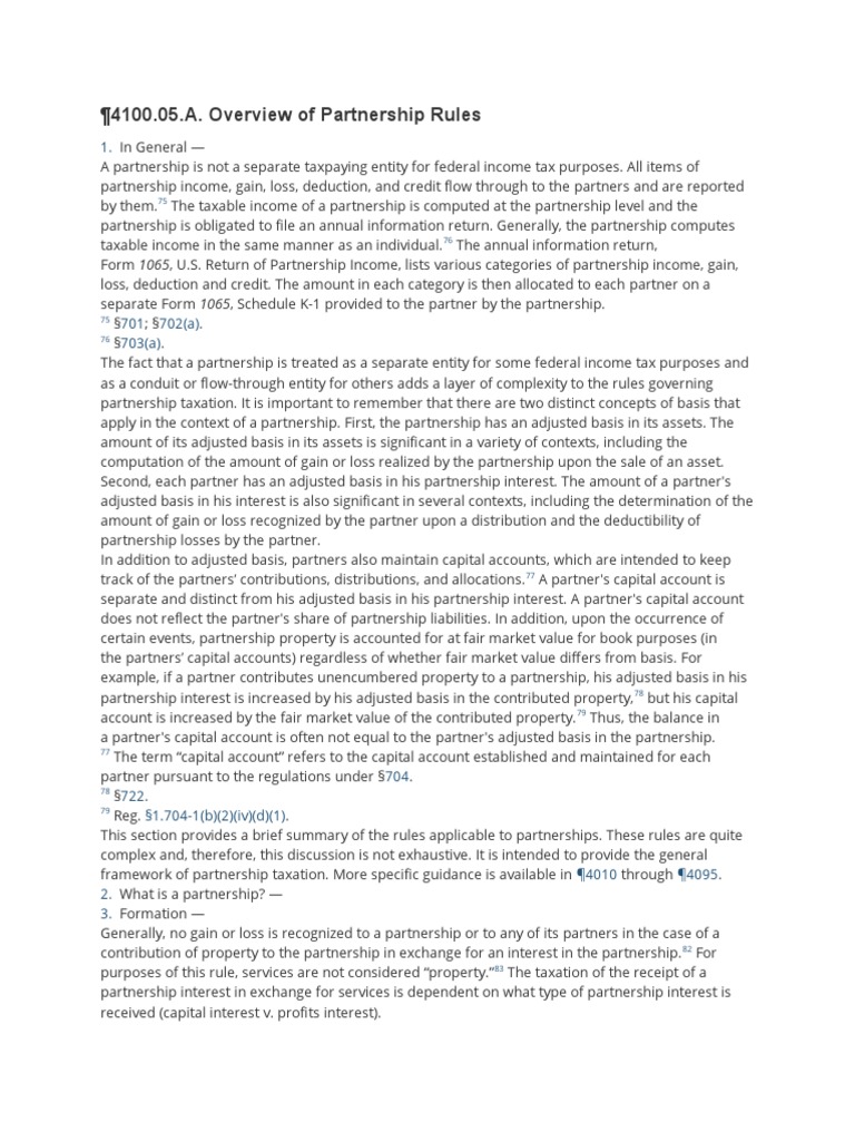 4100.05.A. Overview of Partnership Rules | PDF | Partnership | Tax ...