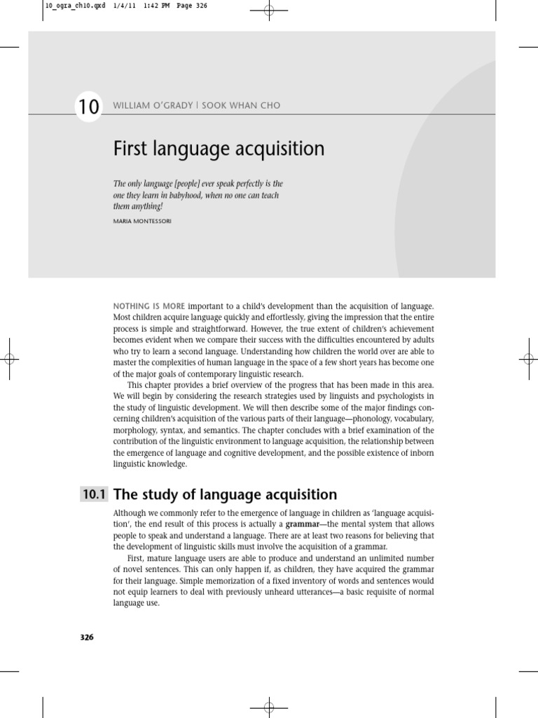 1 - First Language Acquisition The Emergence of A | PDF | Language ...