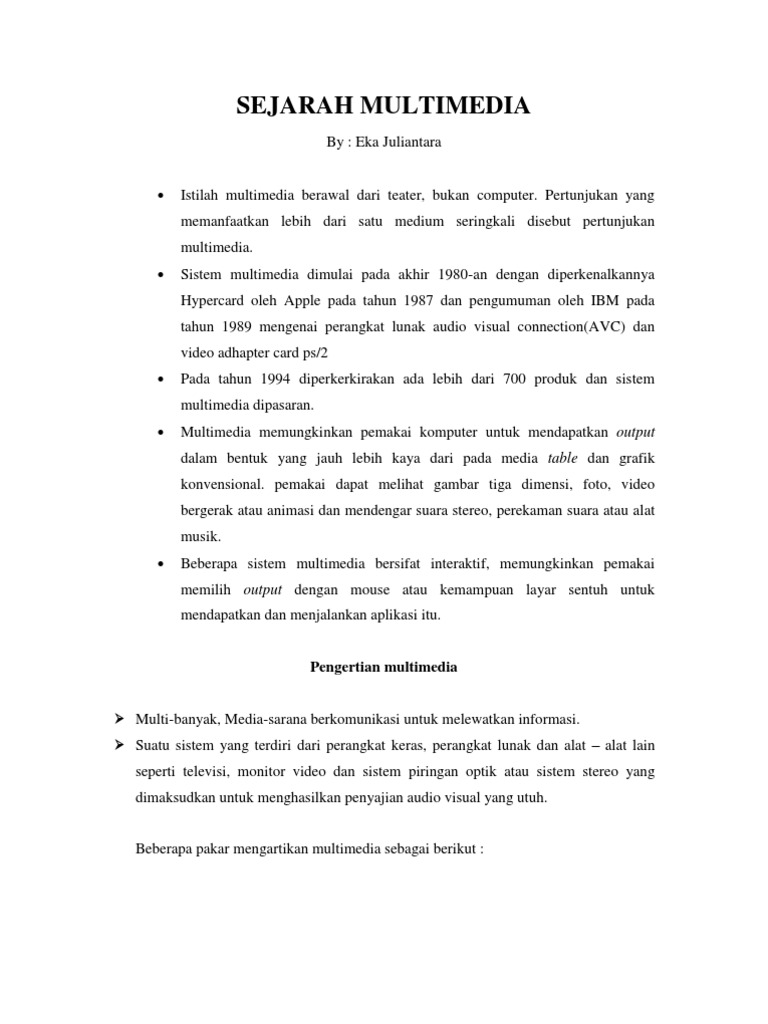 Sejarah dan Konsep Multimedia | PDF | Komputer