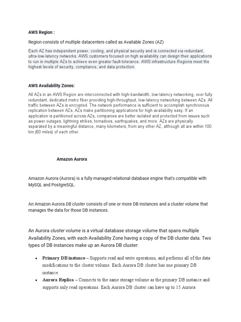 AWS Region:: Primary DB Instance - Supports Read and Write Operations, and Performs All of The ...