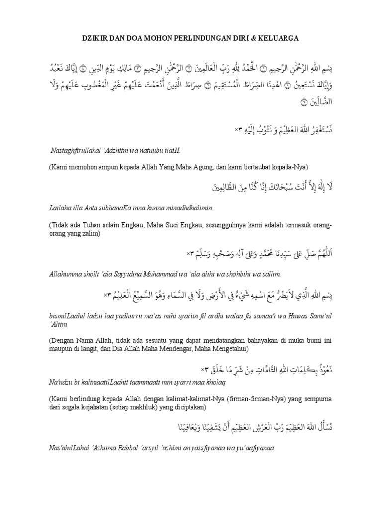 Dzikir Dan Doa Mohon Perlindungan Diri Pdf