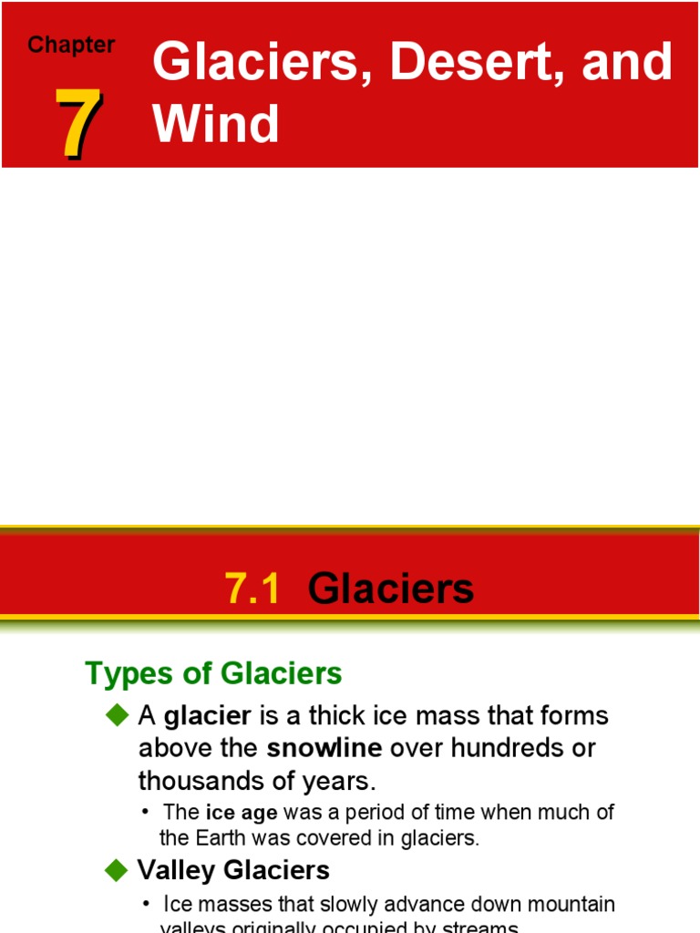 Chapter - 7 - Glaciers, Deserts, Wind | PDF | Glacier | Dune