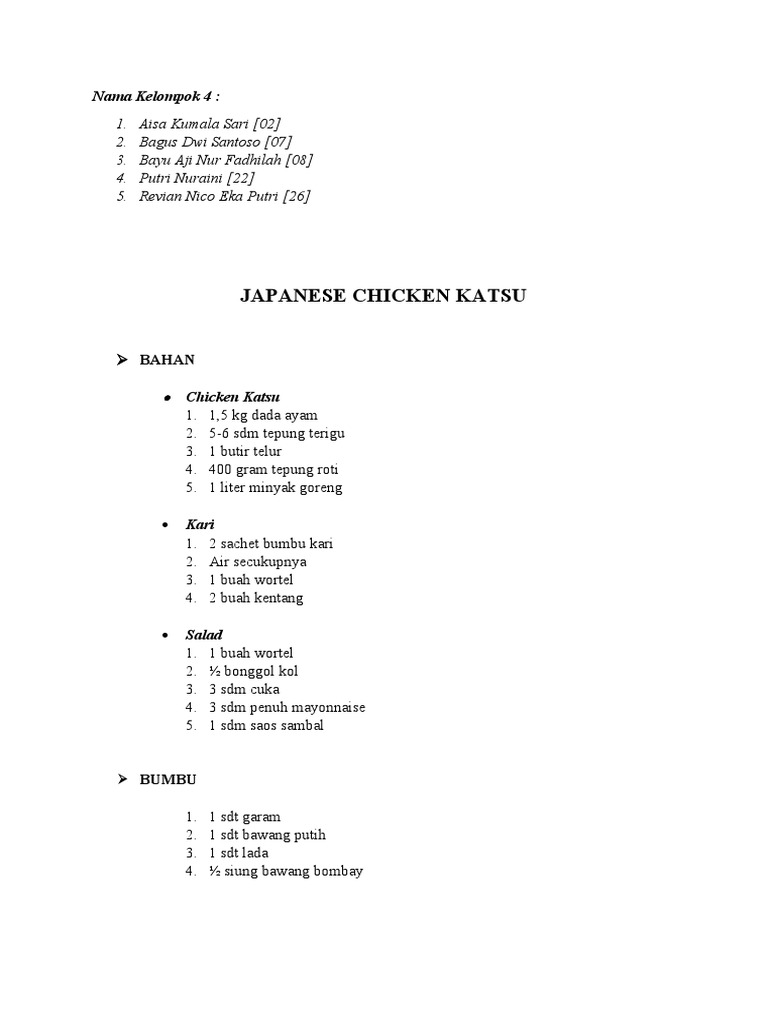 Japanese Chicken Katsu | PDF