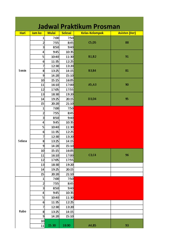 Jadwal Praktikum Prosman Mingguan | PDF | Chess Theory | Chess