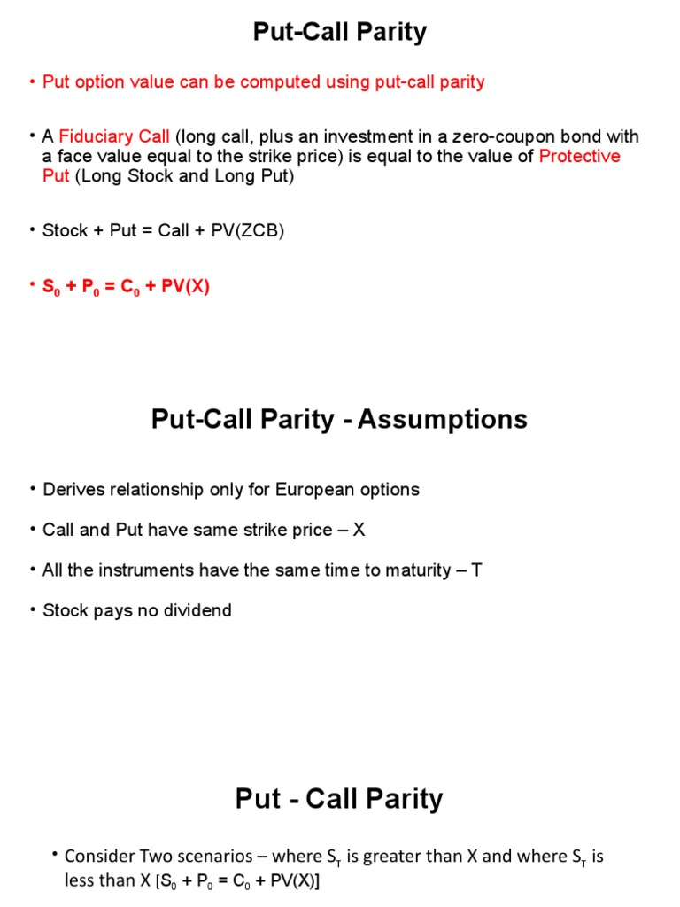Put-Call Parity: - Put Option Value Can Be Computed Using Put-Call ...