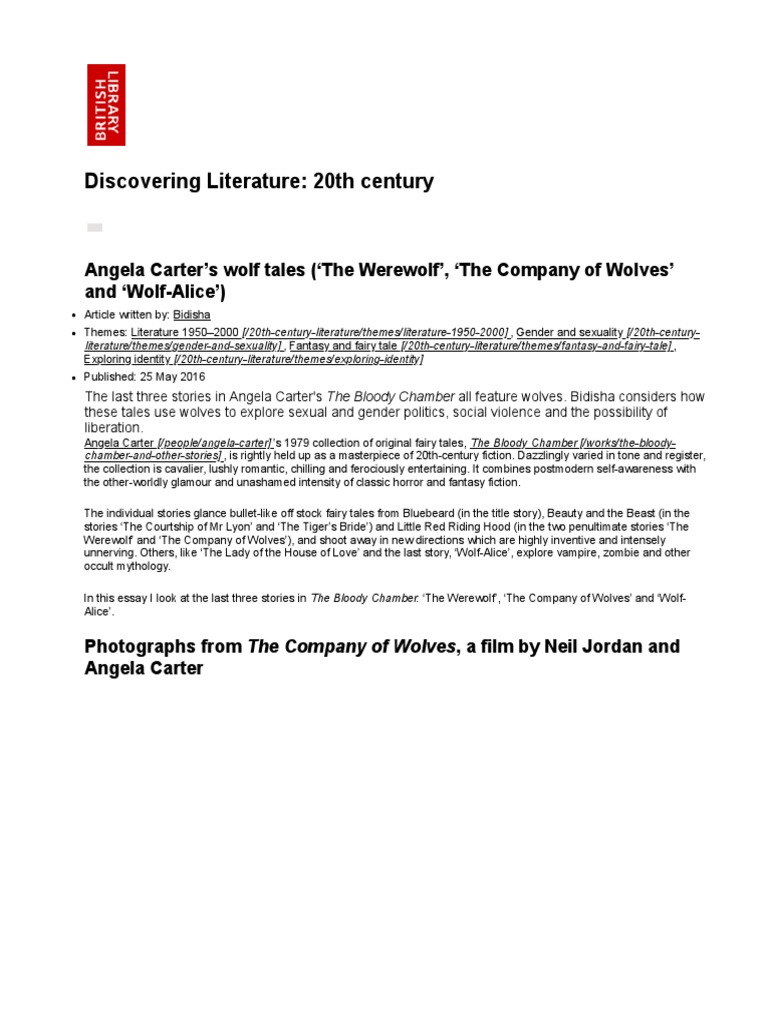 Angela Carter's Wolf Tales - The British Library | PDF | Werewolves