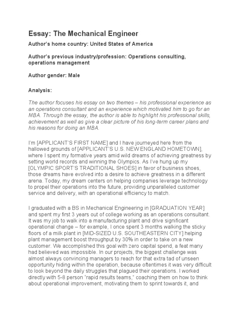 Essay: The Mechanical Engineer | PDF | Supply Chain Management | Retirement