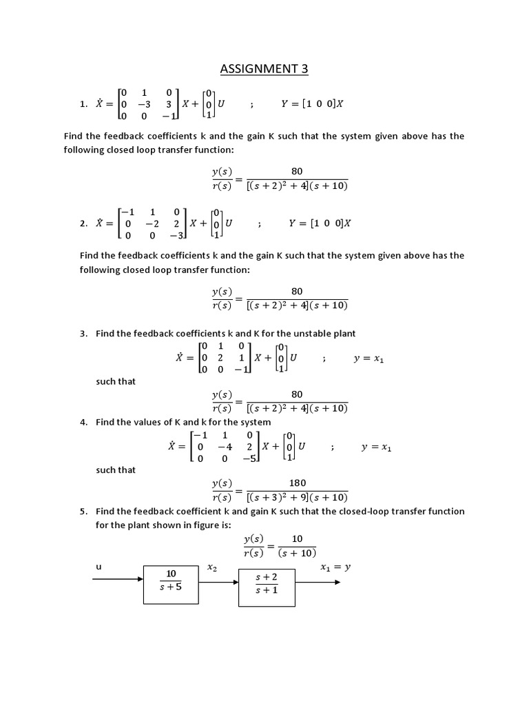 Assigment 3 EE313 Modern Control Engineering | PDF | Control Theory | Electrical Engineering