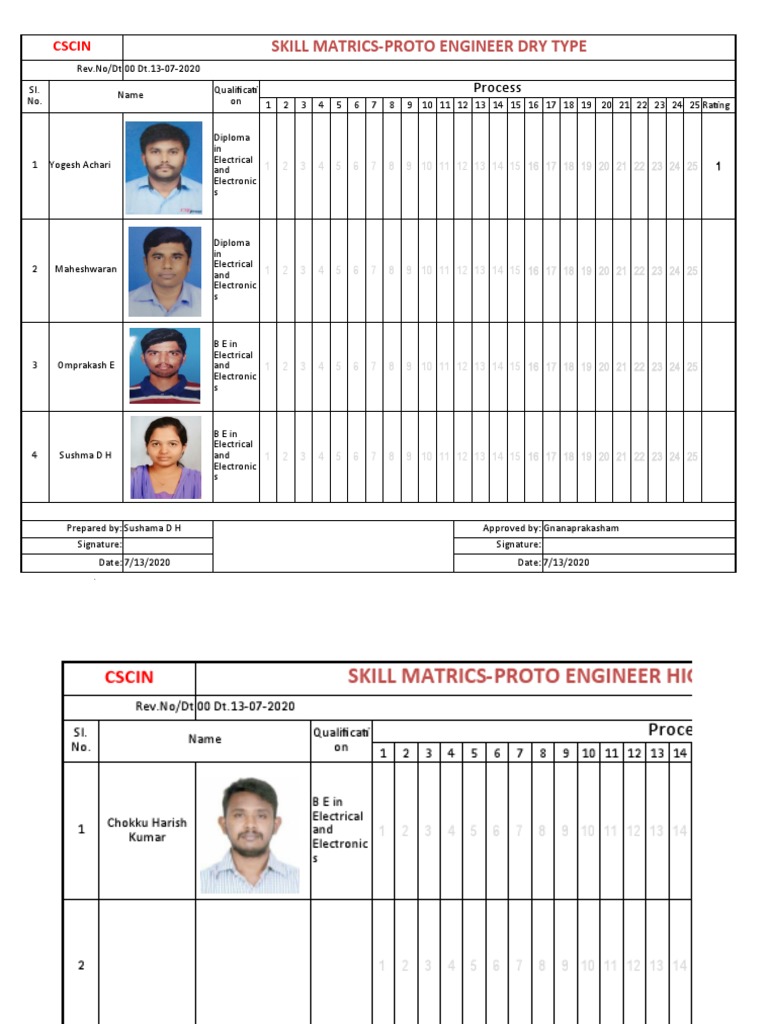 Skill Matrix | PDF | Specification (Technical Standard) | Engineering