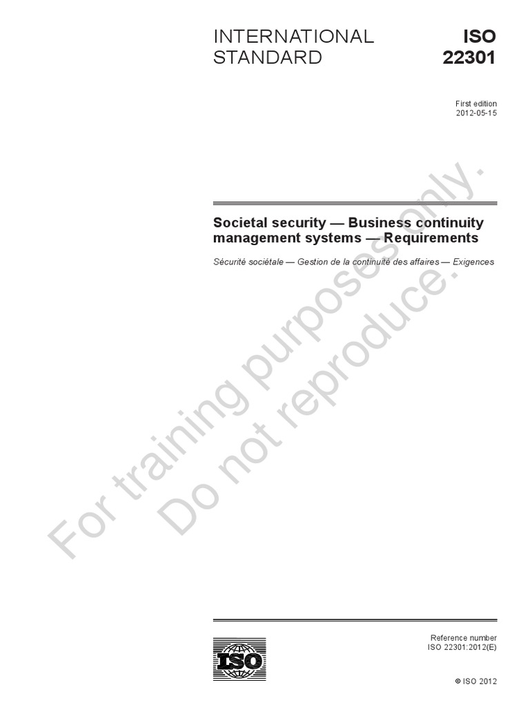 For Training Purposes Only. Do Not Reproduce.: International Standard ...