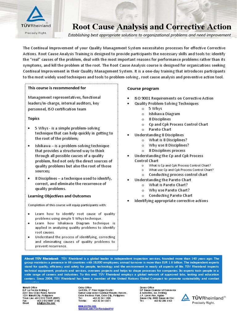 Root Cause Analysis and Corrective Action | PDF | Cognition | Systems ...