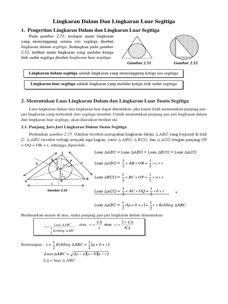 Lingkaran Dalam & Luar Segitiga | PDF | Metode & Bahan Ajar