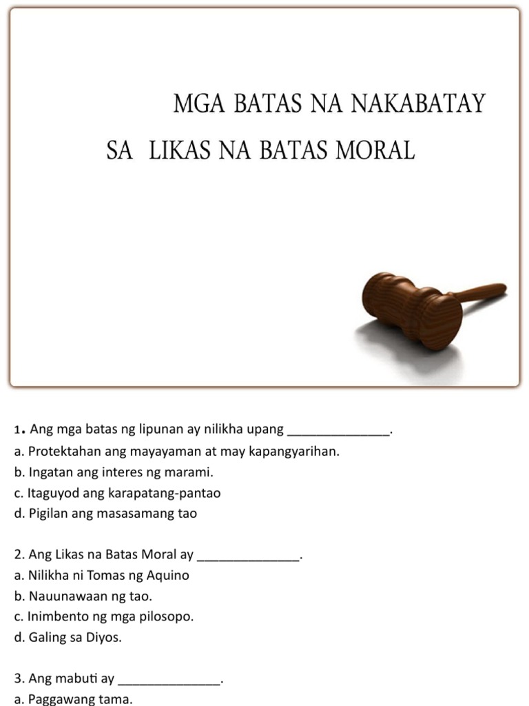 Mga Batas Na Nakabatay Sa Likas Na Bats MOral | PDF