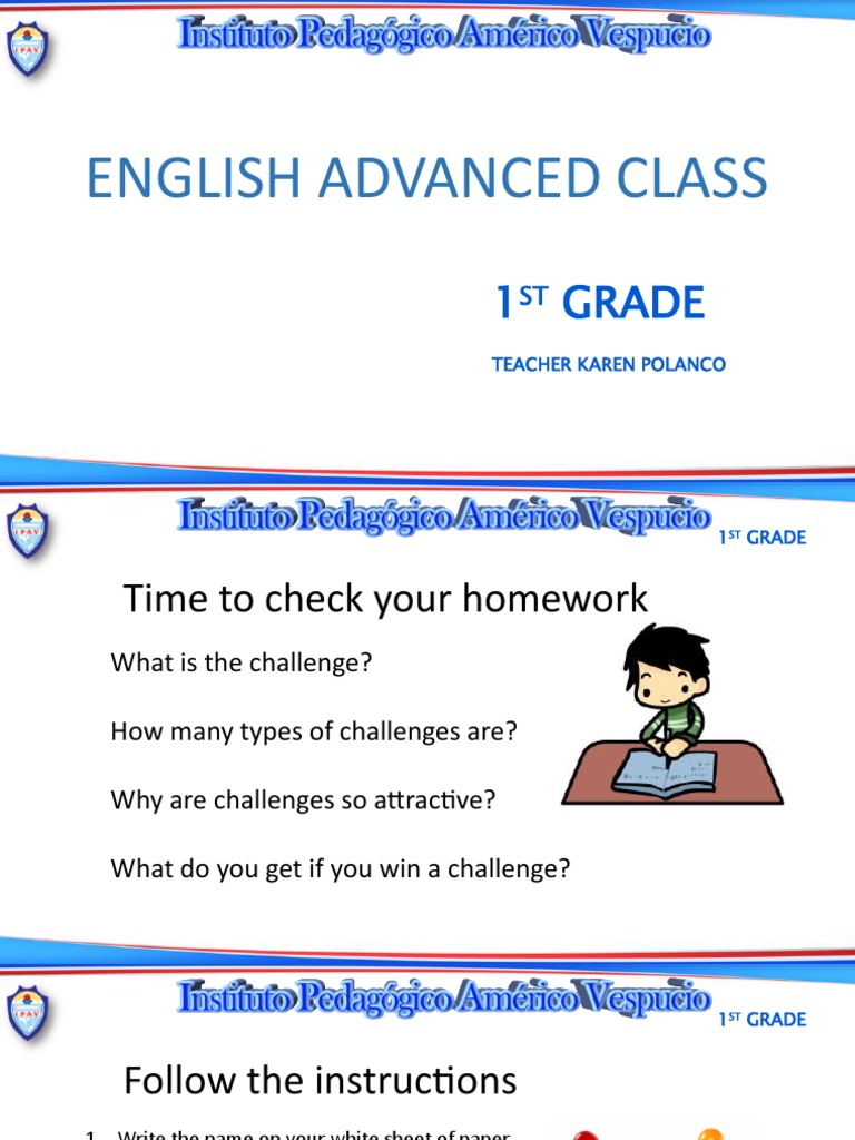 English Advanced Class: 1 Grade | PDF
