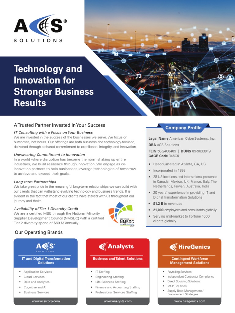 ACS Solutions Capabilities - v2 | PDF | Internet Of Things | Innovation