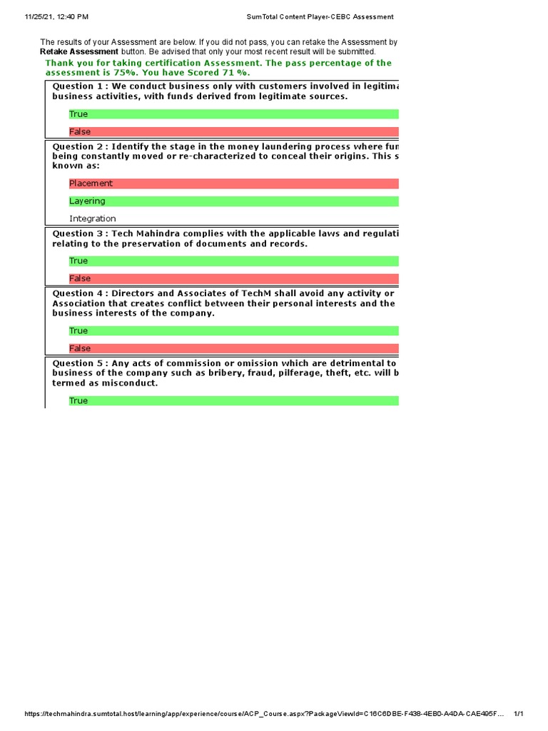 SumTotal Content Player-CEBC Assessment | PDF