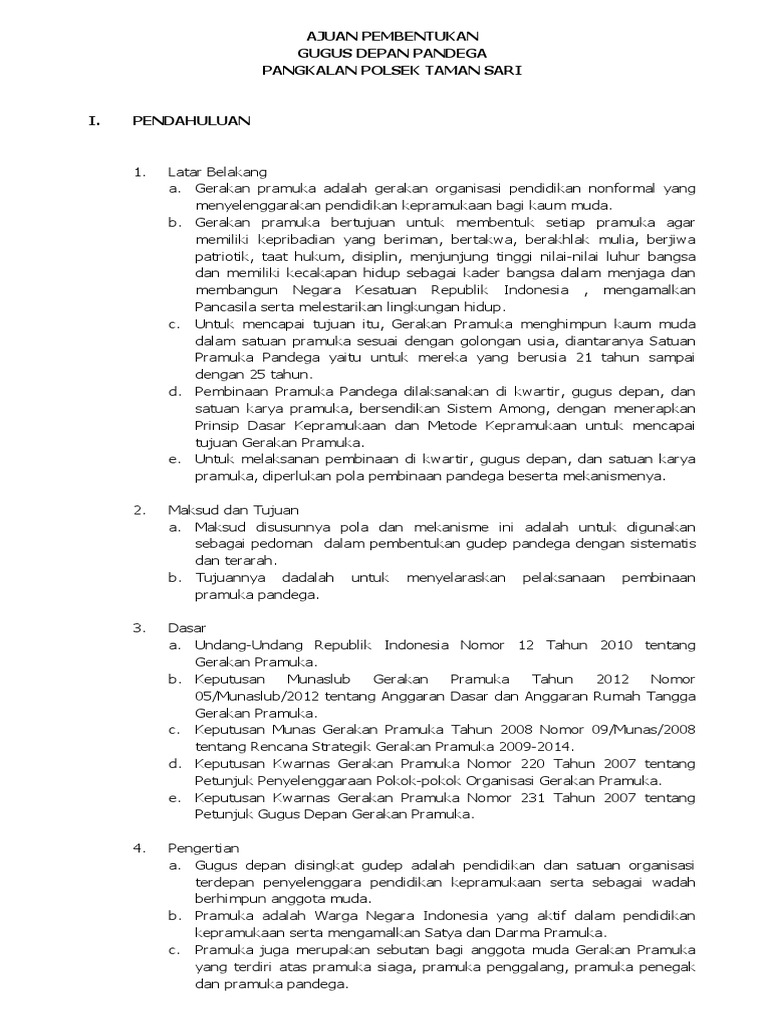 Ajuan Pembentukan Gudep Racana | PDF