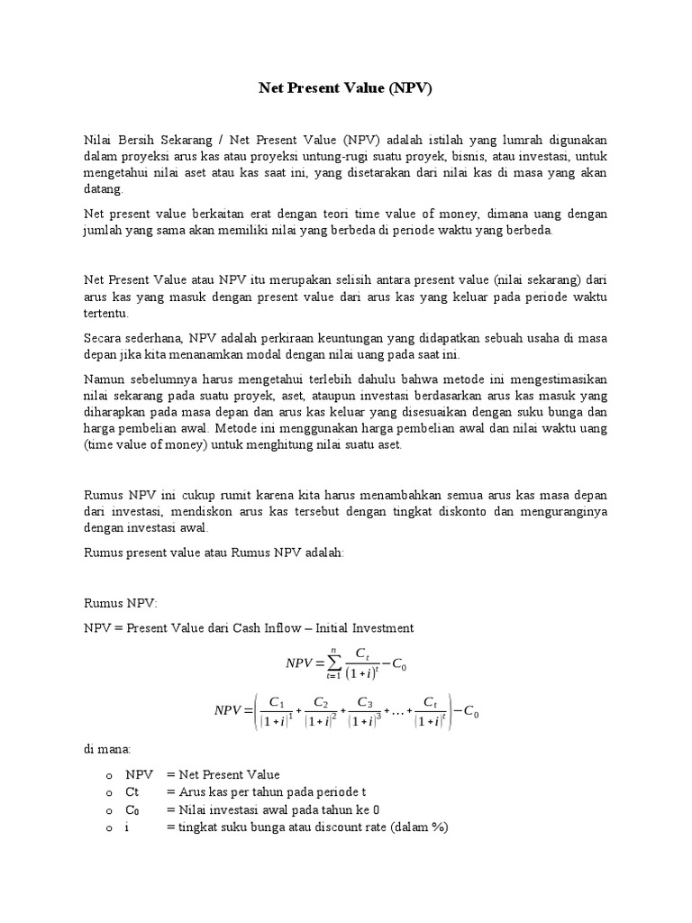Net Present Value Npv Pdf