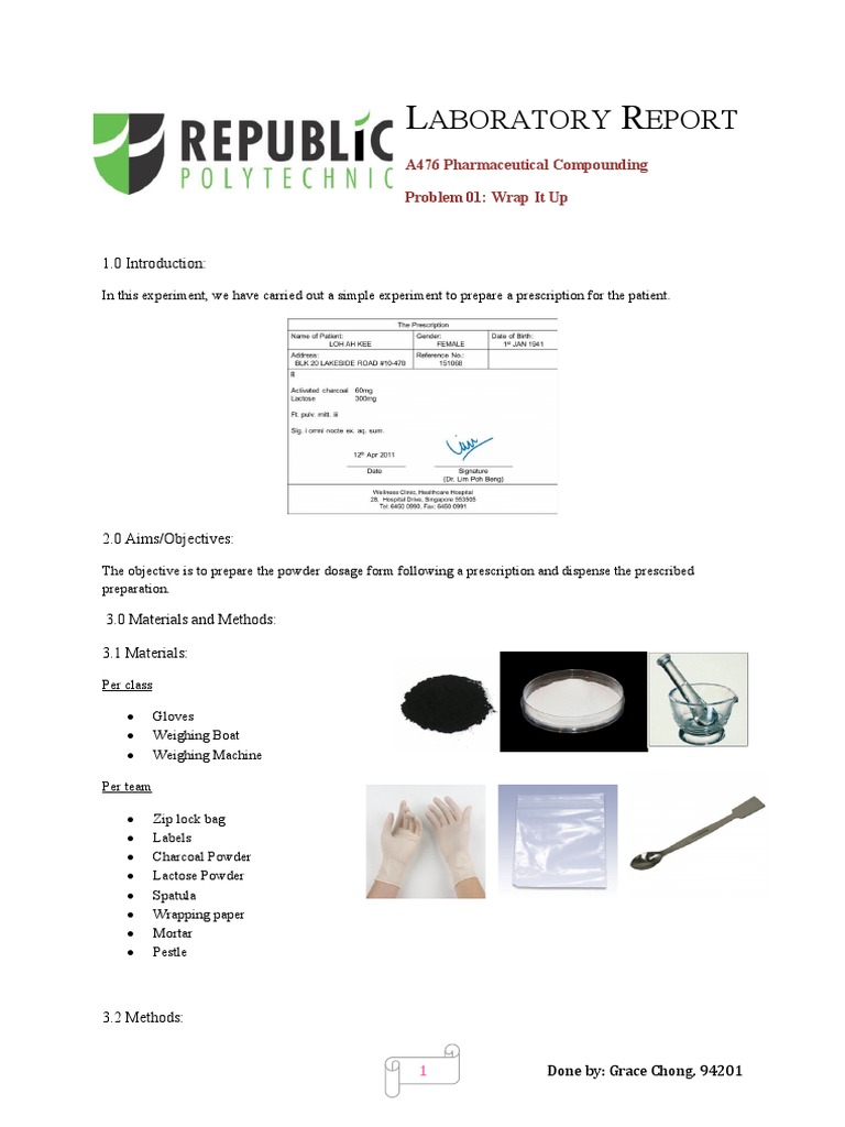 A476 P1 Laboratory Report Grace | PDF