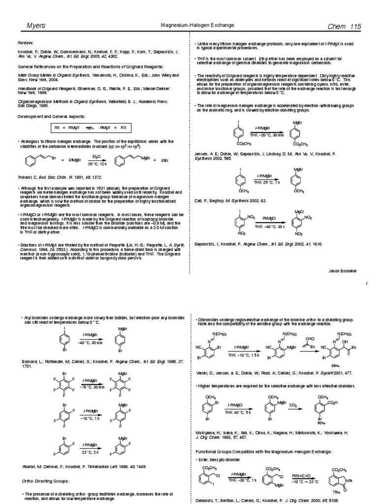 Magnesium-Halogen Exchange Methods | PDF | Physical Sciences | Chemistry