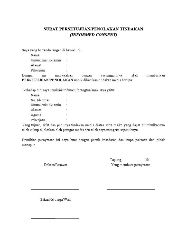 SURAT PERSETUJUAN (Informed Consent) | PDF