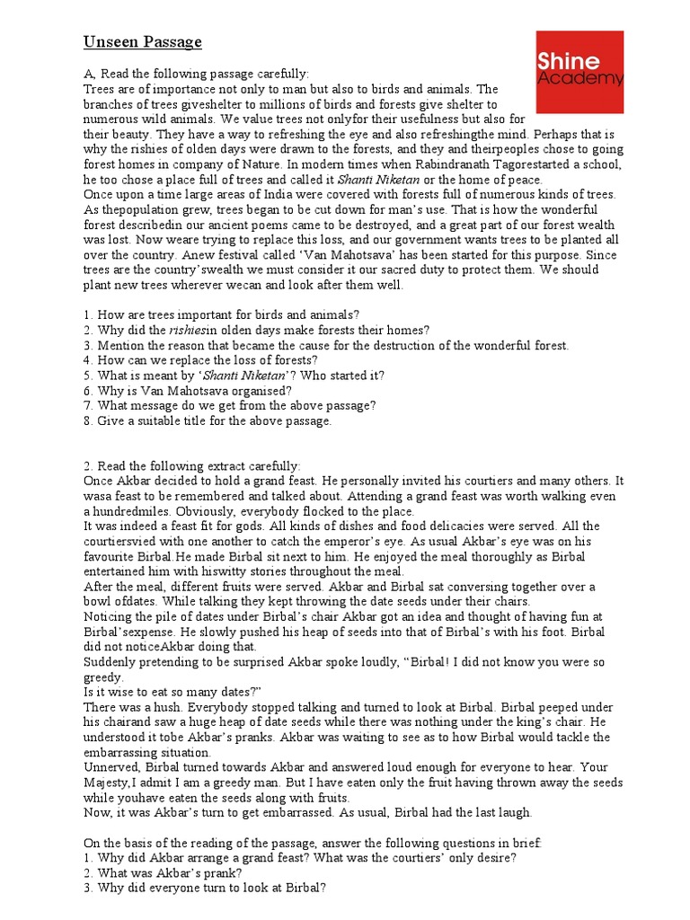 Unseen Passage | PDF