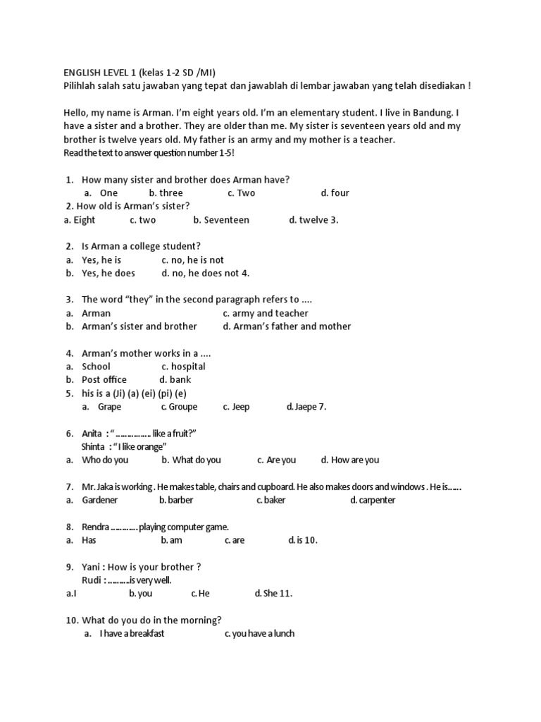 English Level 1 | PDF