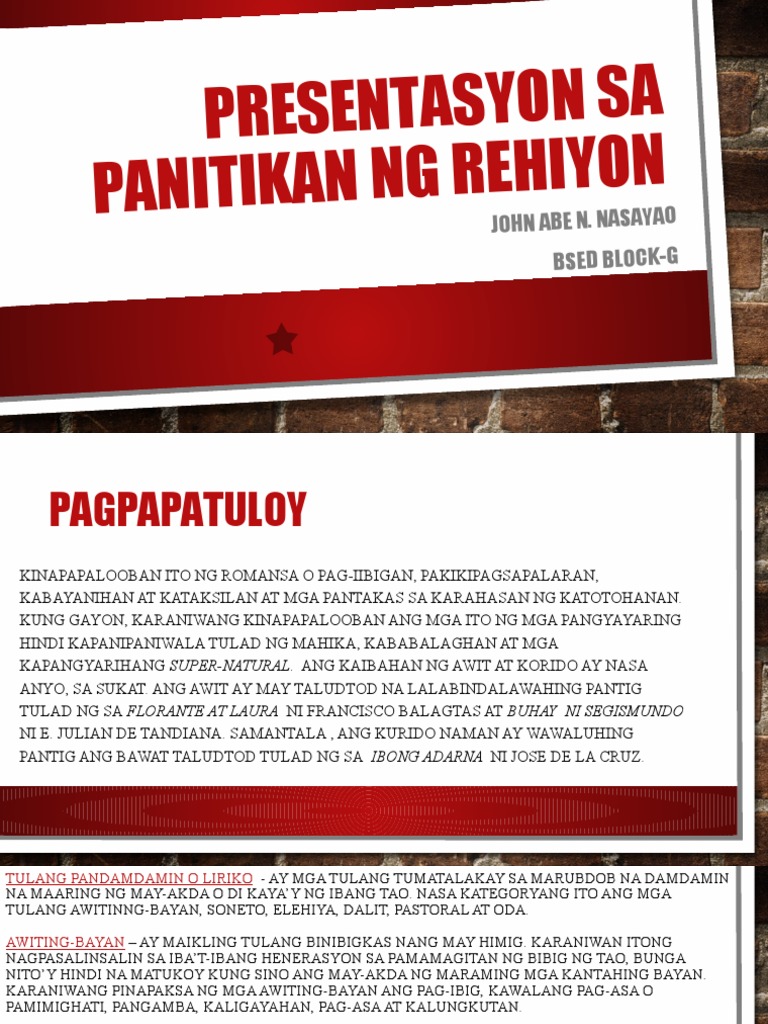 Presentasyon Sa Panitikan NG Rehiyon | PDF