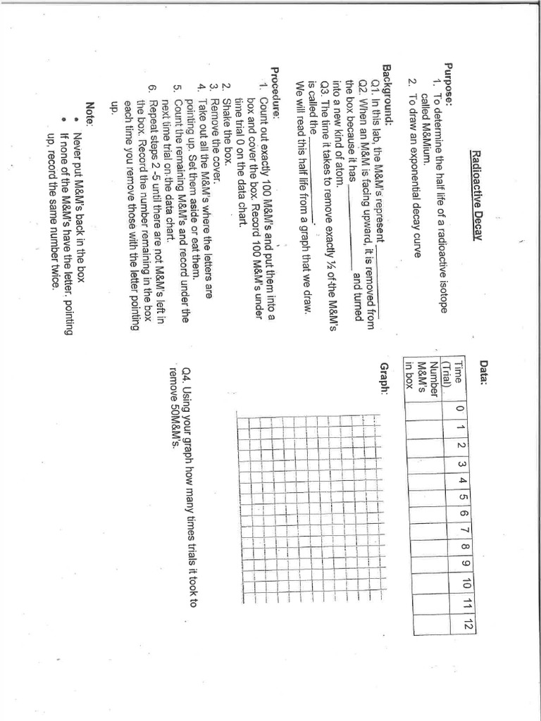 Radioactive Decay Worksheet | PDF