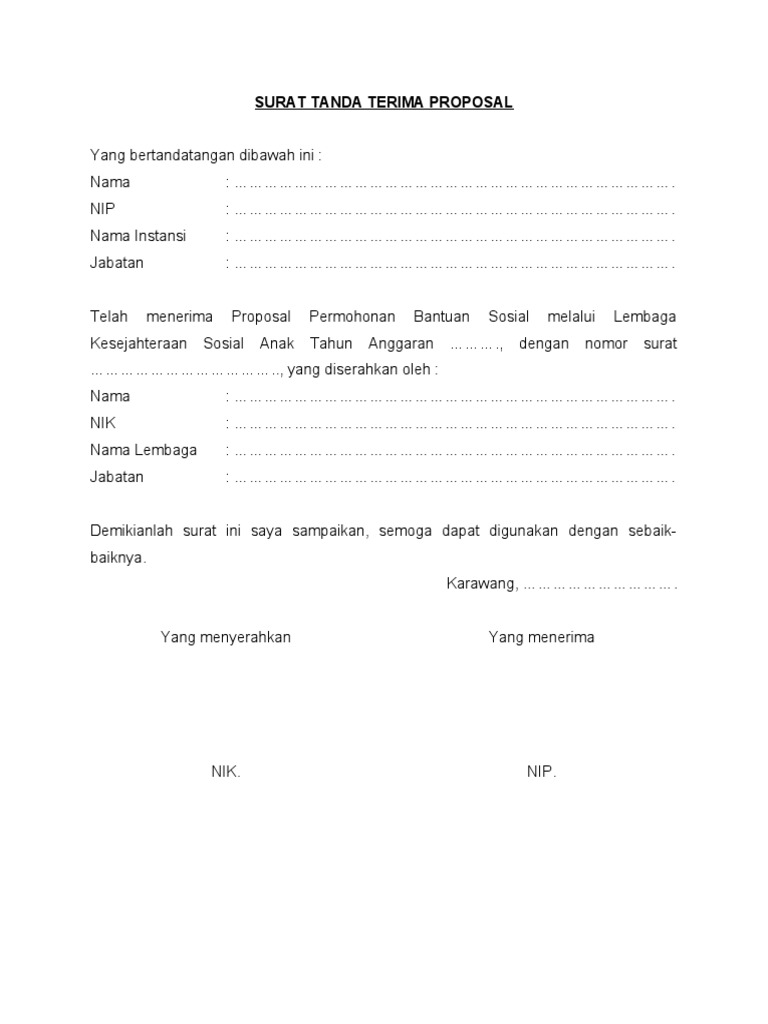 Surat Tanda Terima Proposal Dan Laporan | PDF
