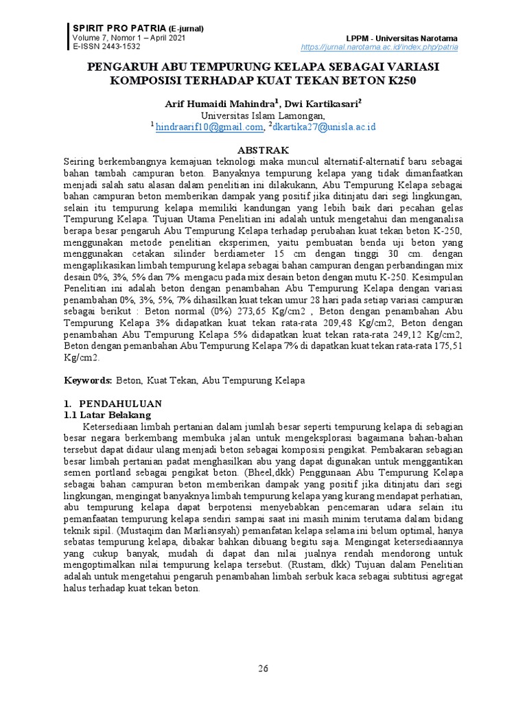 Abu Tempurung Kelapa untuk Beton | PDF
