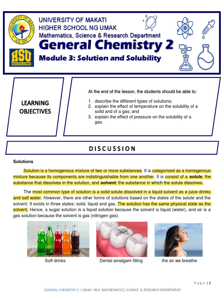 Module 3 - SOLUTION AND SOLUBILITY | PDF | Solubility | Solvation