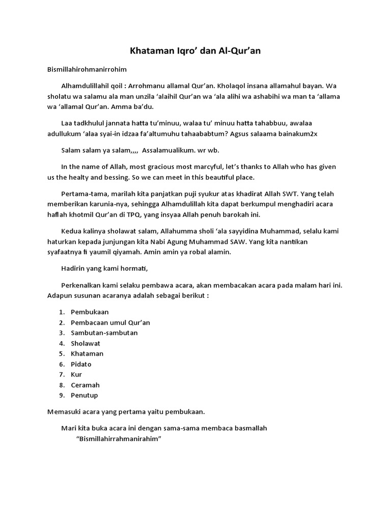 Khataman Iqro | PDF | Agama & Spiritualitas