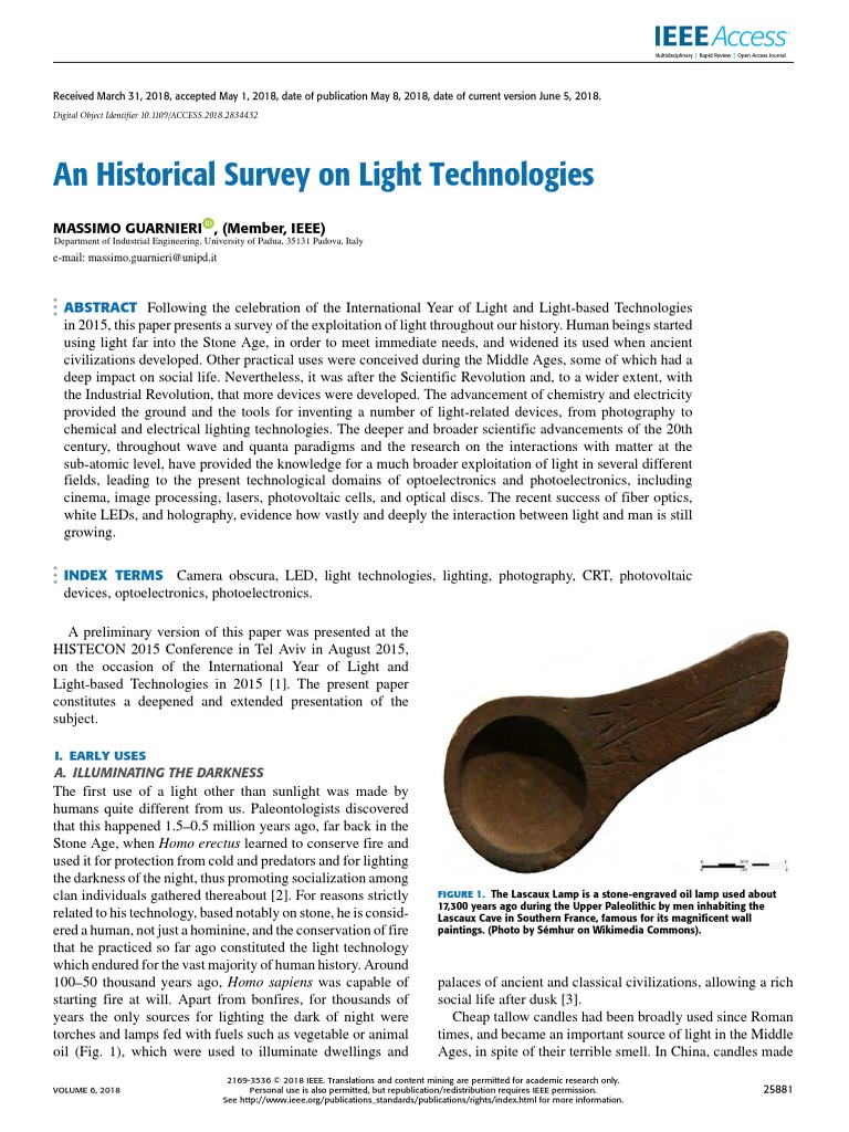 An Historical Survey On Light Technologies | PDF | Incandescent Light ...